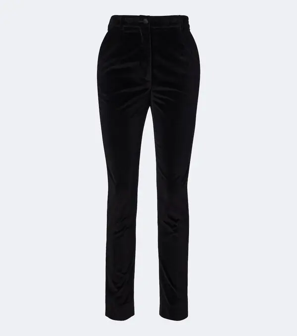 Dolce & Gabbana Cotton And Silk-blend Velvet Slim Pants