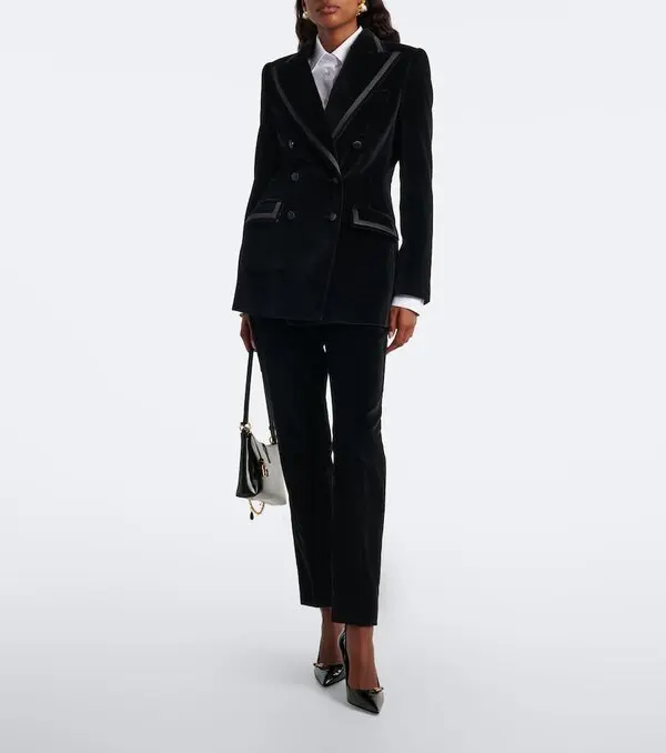 Dolce & Gabbana Cotton And Silk-blend Velvet Slim Pants