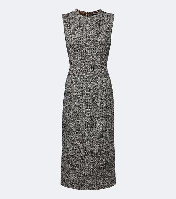 Dolce & Gabbana Wool And Silk-blend Tweed Midi Dress - Black