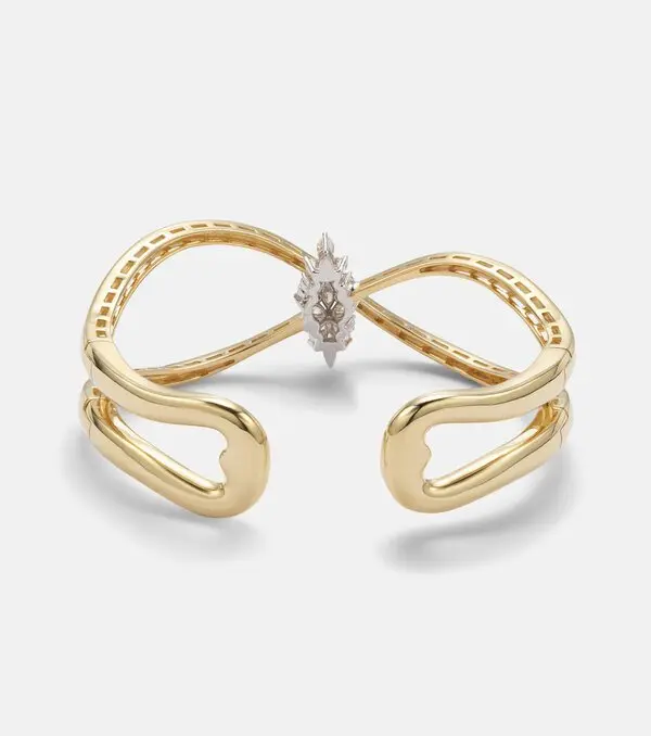 Yeprem 18kt Yellow And White Diamond Cuff Bracelet