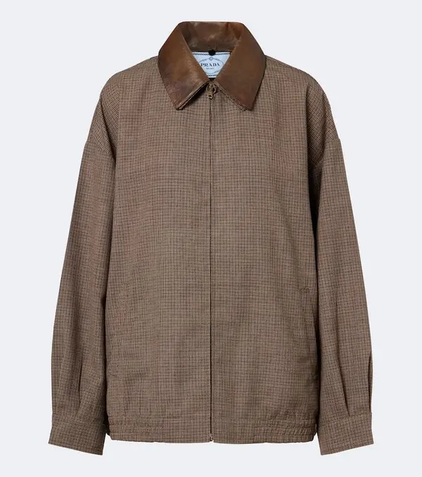 Prada Houndstooth Virgin Wool Blouson Jacket