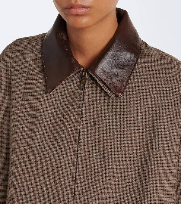 Prada Houndstooth Virgin Wool Blouson Jacket