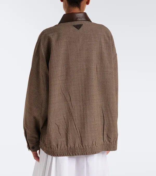Prada Houndstooth Virgin Wool Blouson Jacket