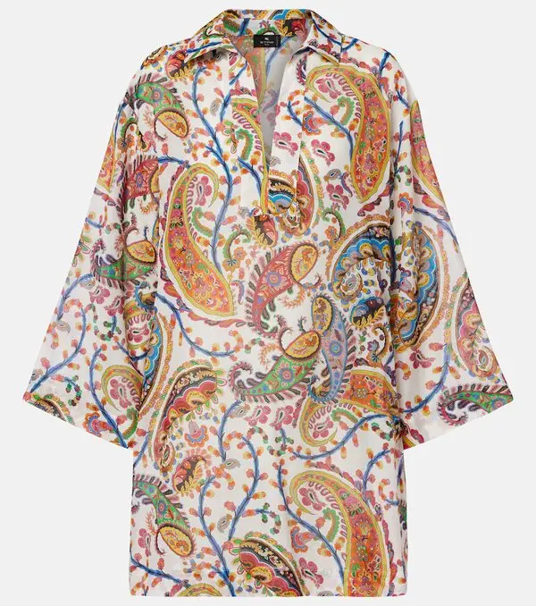 Etro Printed Cotton And Silk Tunic - Multicoloured