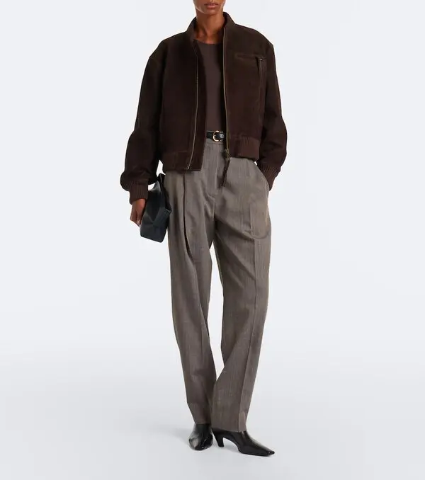 ARMA Elysia Suede Bomber Jacket - Brown