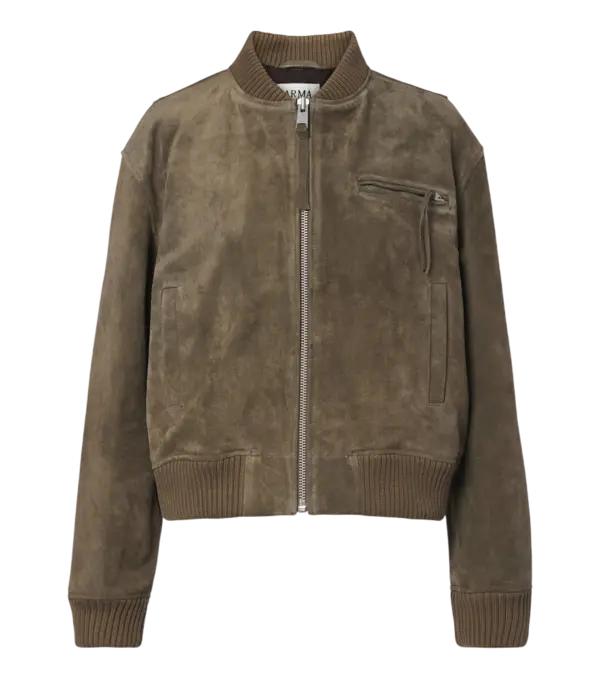 ARMA Elysia Suede Bomber Jacket - Green