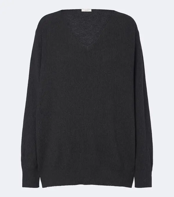 THE ROW V-neck Cotton Cashmere Sweater