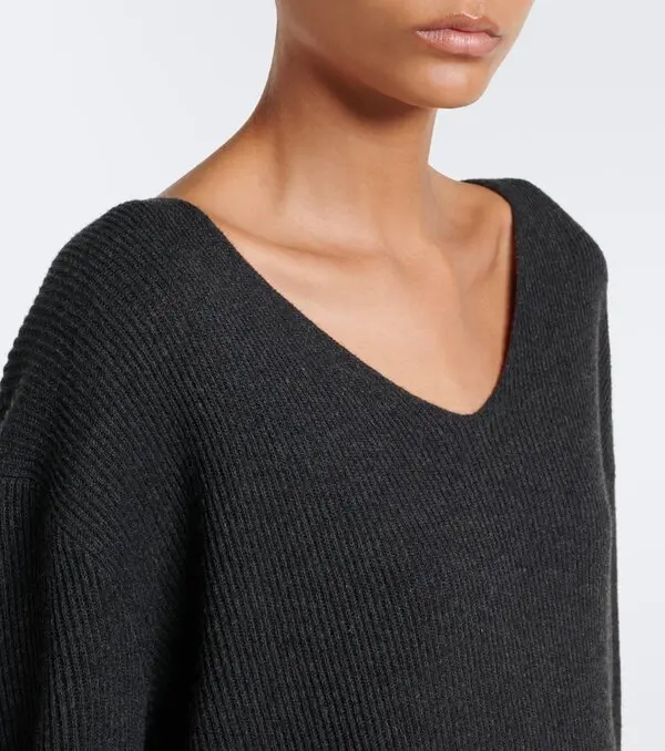 THE ROW V-neck Cotton Cashmere Sweater