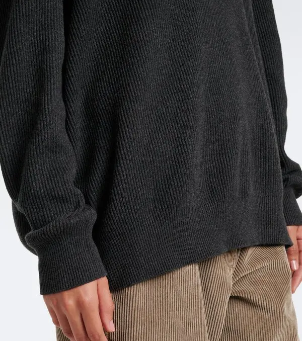 THE ROW V-neck Cotton Cashmere Sweater