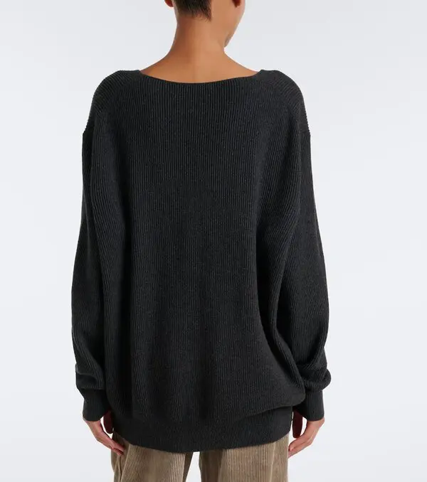 THE ROW V-neck Cotton Cashmere Sweater