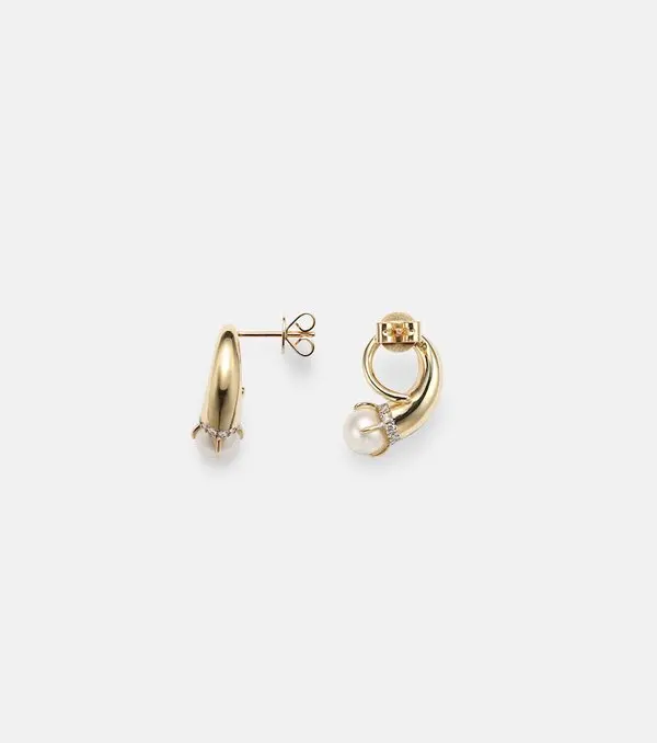 Mateo 14kt Earrings With Diamonds And Pearls
