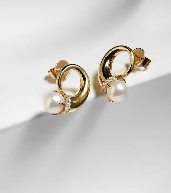Mateo 14kt Earrings With Diamonds And Pearls