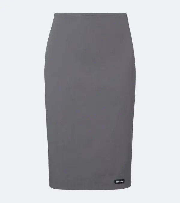 Miu Miu Cotton-blend Poplin Pencil Skirt - Grey