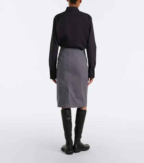 Miu Miu Cotton-blend Poplin Pencil Skirt - Grey
