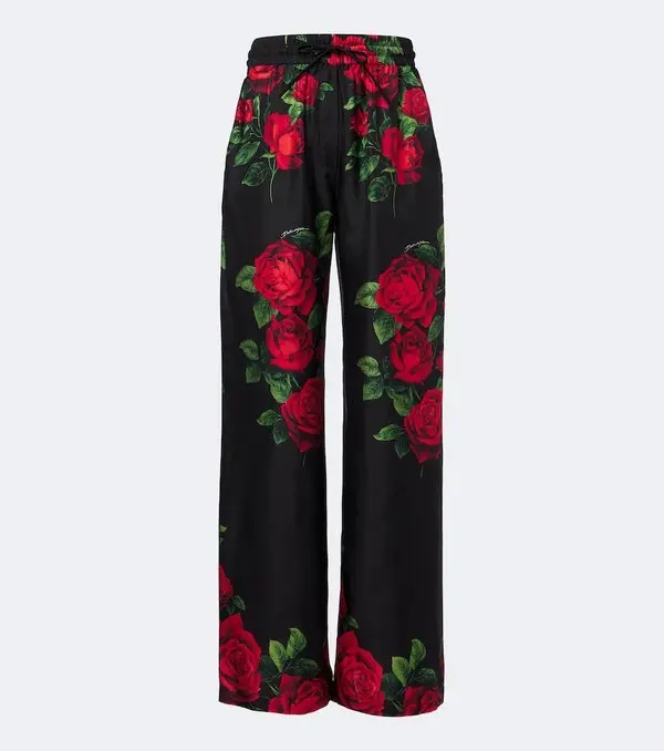 Dolce & Gabbana Floral Silk Wide-leg Palazzo Pants - Multicoloured