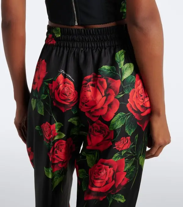 Dolce & Gabbana Floral Silk Wide-leg Palazzo Pants