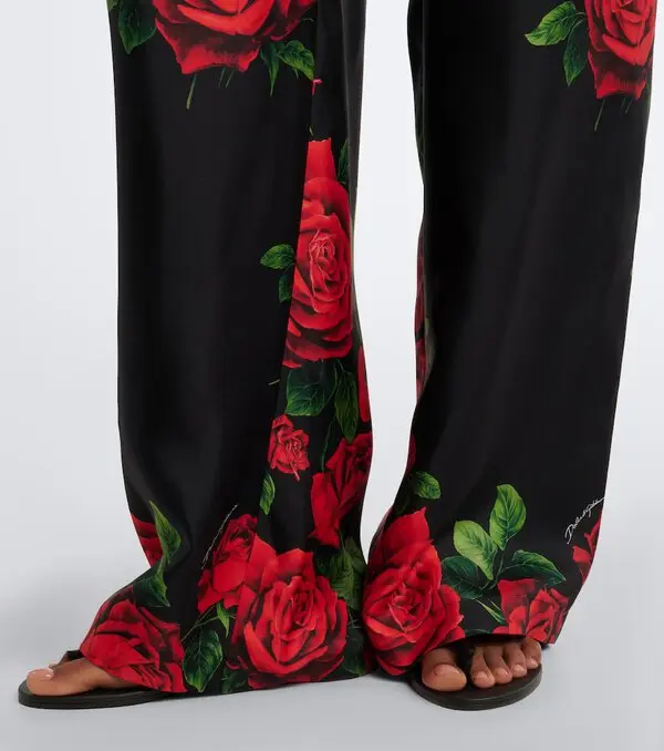 Dolce & Gabbana Floral Silk Wide-leg Palazzo Pants