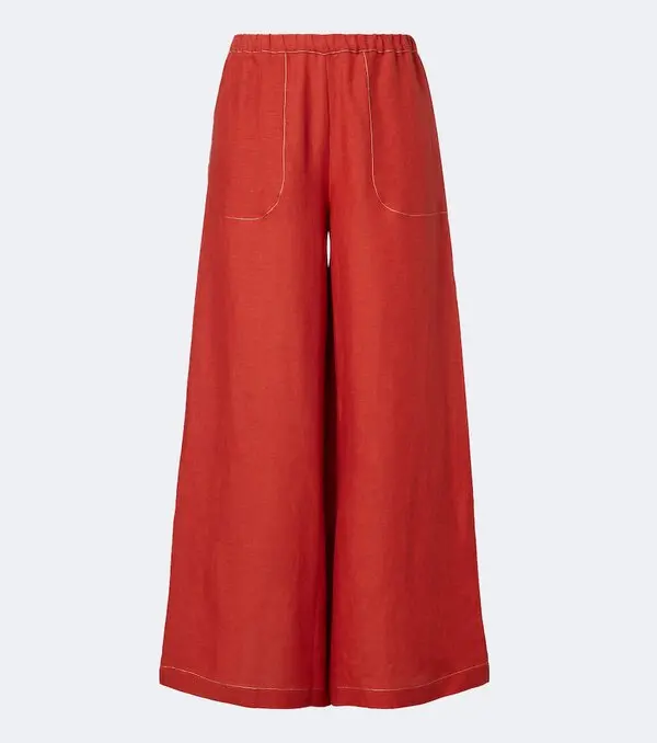 ERES Blouissant Linen Wide-leg Pants - Orange