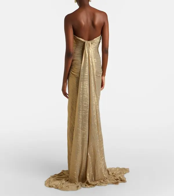 MARMAR HALIM Pleated Caped Bustier Gown