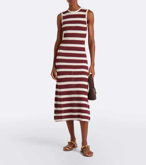 ERES Régulière Striped Cotton-blend Midi Dress