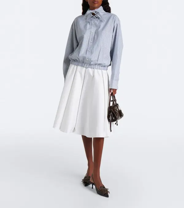 Prada Bow-detail Checked Cotton Blouse