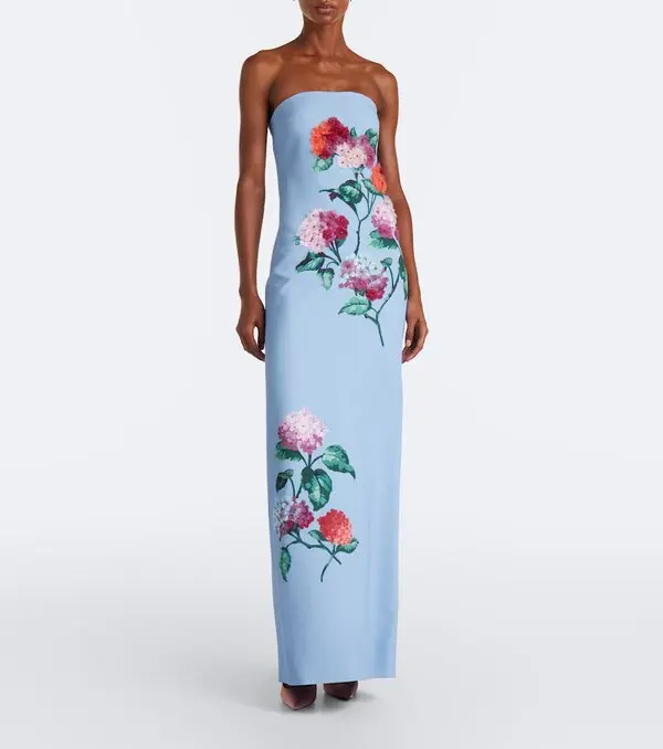 Carolina Herrera Embellished Floral-appliqué Bustier Gown