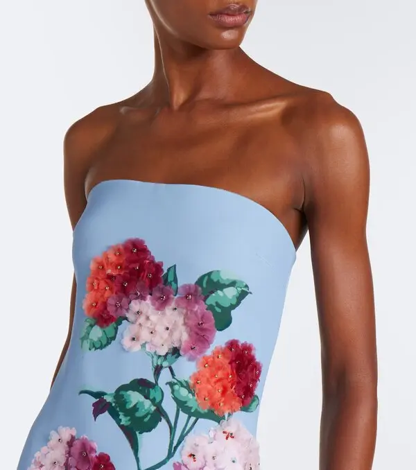 Carolina Herrera Embellished Floral-appliqué Bustier Gown