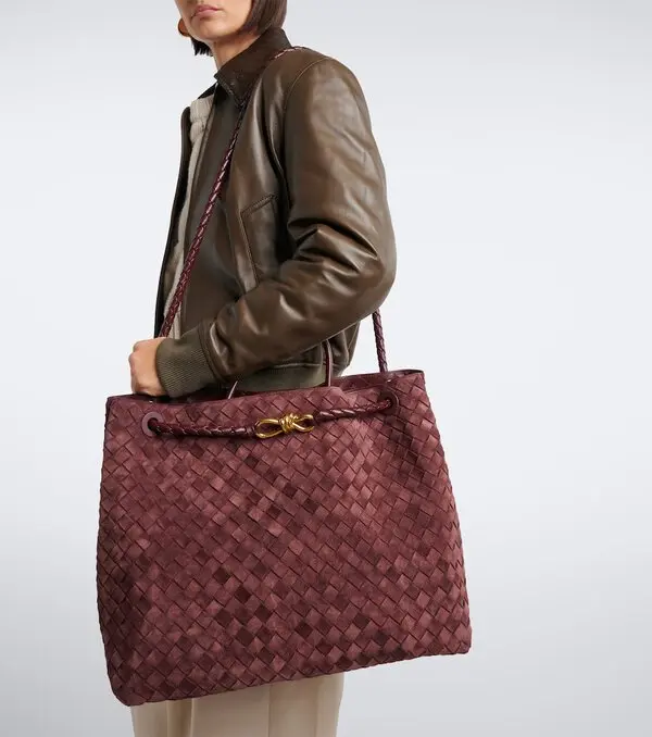 Bottega Veneta Andiamo Large Suede Tote Bag - Burgundy