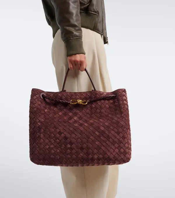Bottega Veneta Andiamo Large Suede Tote Bag - Burgundy