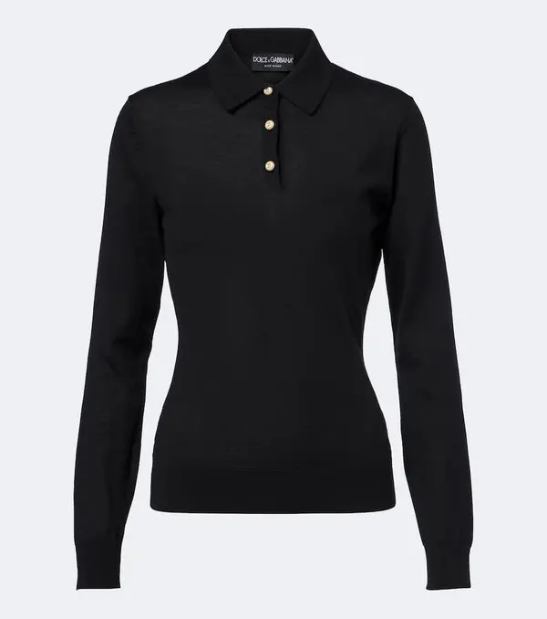Dolce & Gabbana Embellished Cashmere Polo Sweater