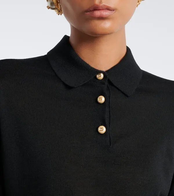 Dolce & Gabbana Embellished Cashmere Polo Sweater