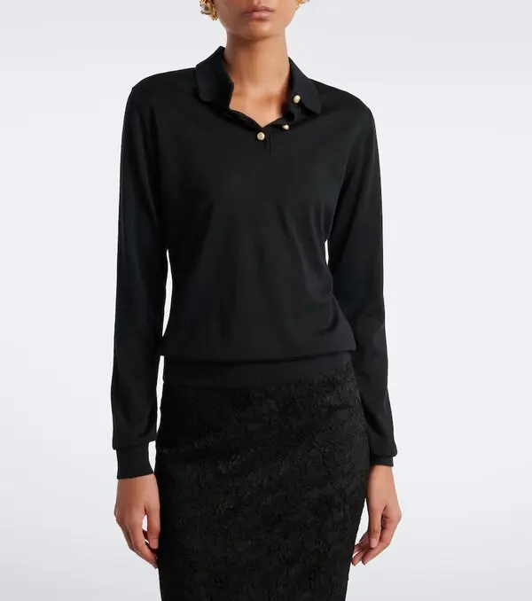 Dolce & Gabbana Embellished Cashmere Polo Sweater