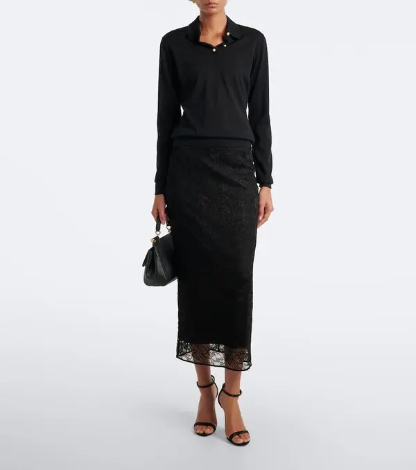 Dolce & Gabbana Embellished Cashmere Polo Sweater