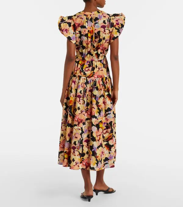 Ulla Johnson Marin Floral Cotton Poplin Midi Dress
