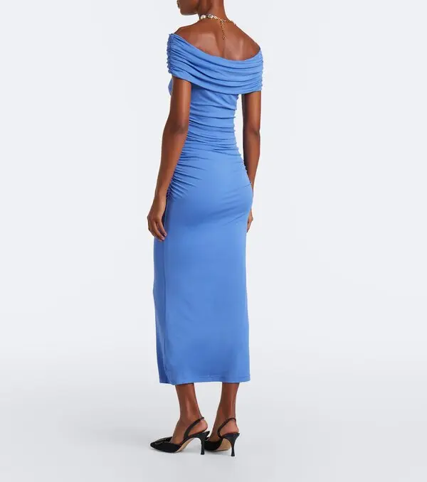 Carolina Herrera Ruched Off-shoulder Jersey Midi Dress