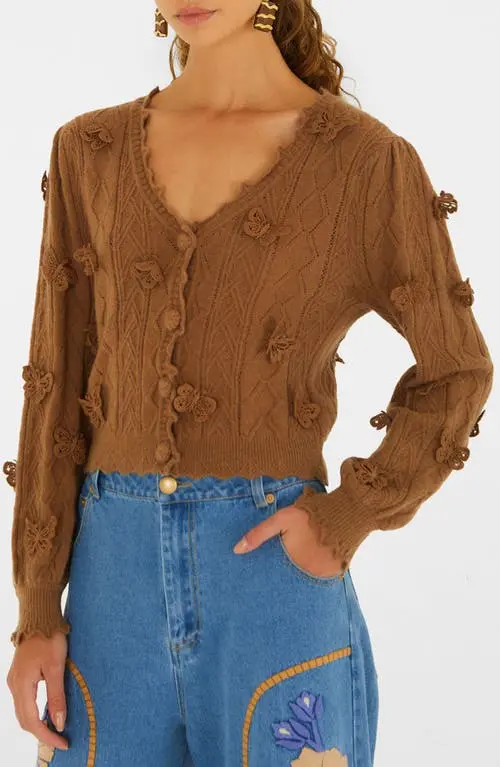 Farm Rio Richielieu 3-d Butterfly Detail Cardigan