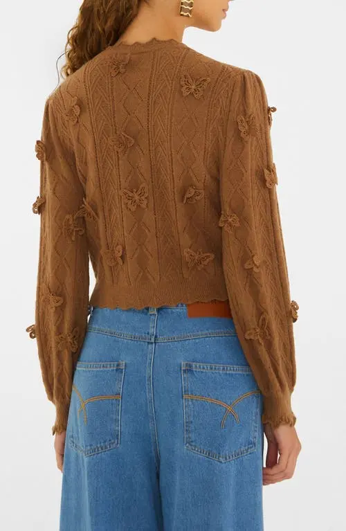 Farm Rio Richielieu 3-d Butterfly Detail Cardigan
