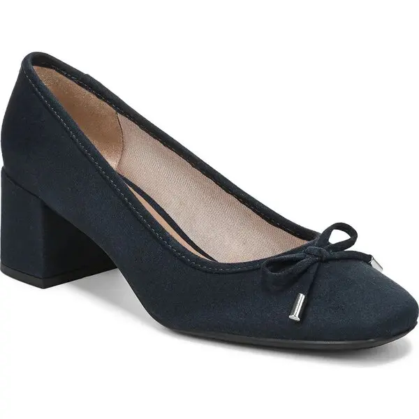 LIFESTRIDE Cora Block Heel Pumps With Bow Detailing - Lux Navy