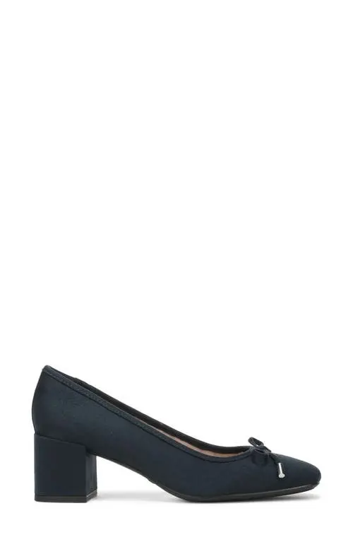 LIFESTRIDE Cora Block Heel Pumps With Bow Detailing - Lux Navy