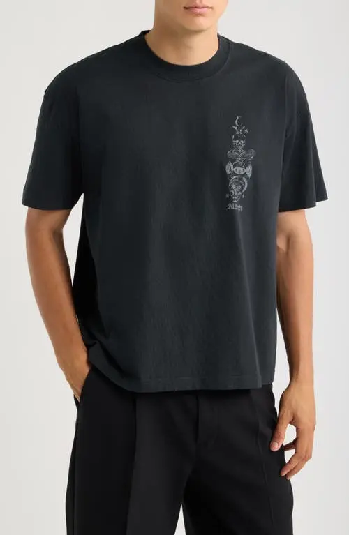 ALLSAINTS Ignis Graphic Organic Cotton T-shirt - Washed Black