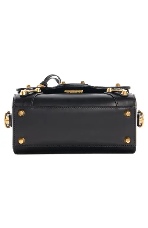 Balenciaga Le City Sleek Box Leather Satchel - 1629 Black/ruby