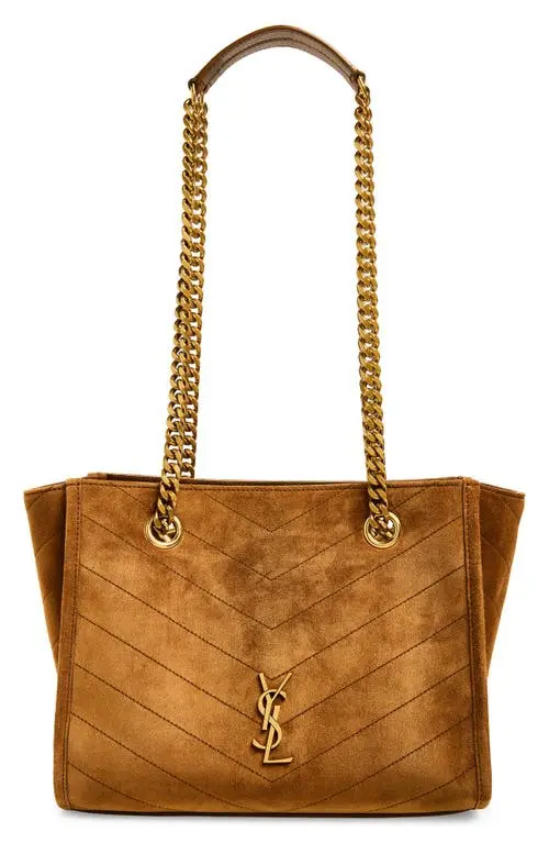 Saint Laurent Small Niki Matelassé Suede Shopping Tote