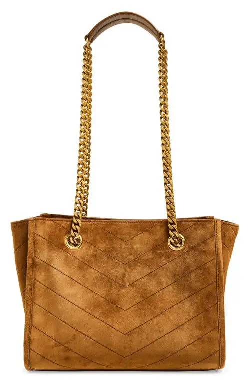 Saint Laurent Small Niki Matelassé Suede Shopping Tote