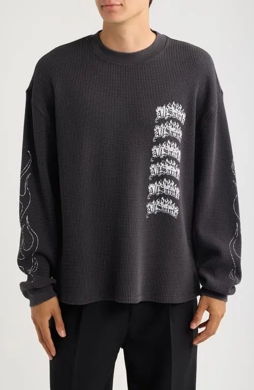 ALLSAINTS Incendo Graphic Organic Cotton Long Sleeve T-shirt - Washed Black