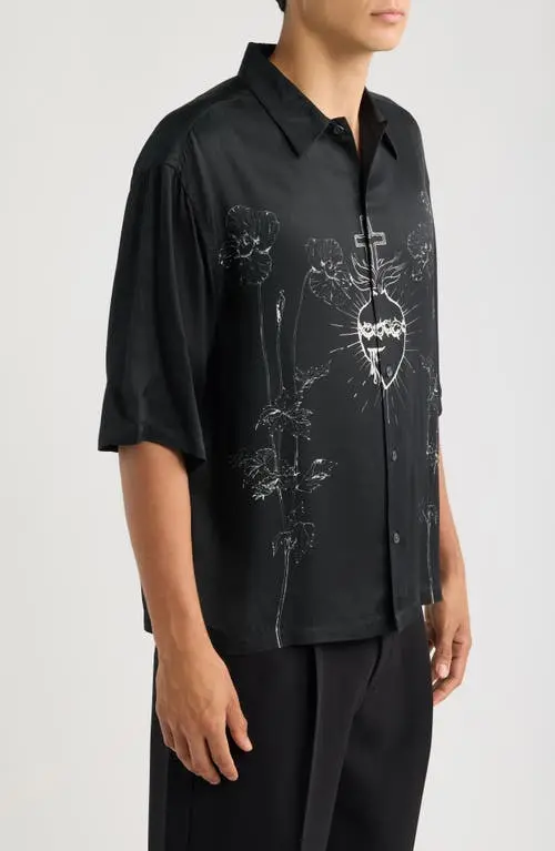 ALLSAINTS Fleur Graphic Short Sleeve Button-up Shirt