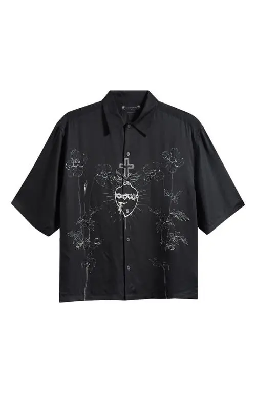 ALLSAINTS Fleur Graphic Short Sleeve Button-up Shirt
