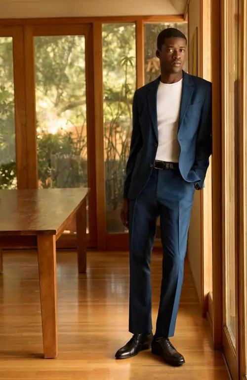 OPEN EDIT Skinny Fit Pleated Suit Pants - Navy Pageant