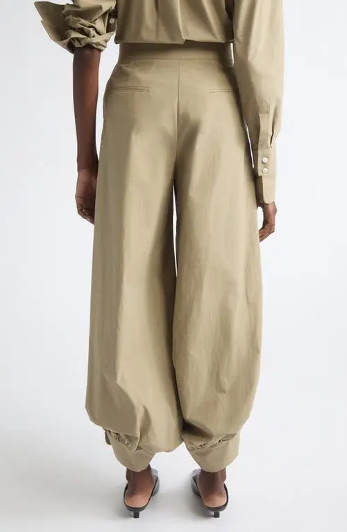 NACKIYE Wide Leg Cropped Pants With Pleated Cuffs