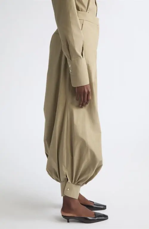 NACKIYE Wide Leg Cropped Pants With Pleated Cuffs