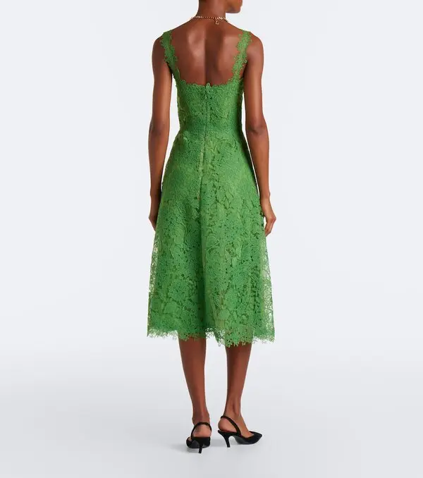 Carolina Herrera Floral Lace Midi Dress